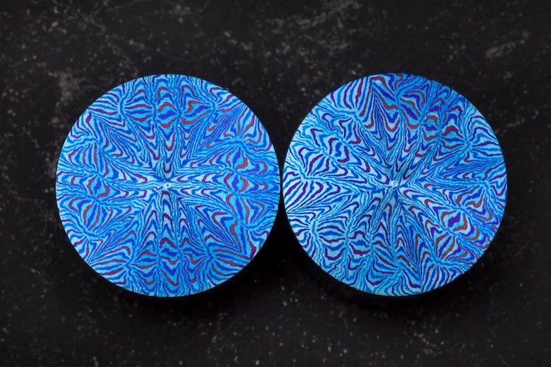 2 Pieces mosaic Pattern Titanium Damascus Pieces - Etsy
