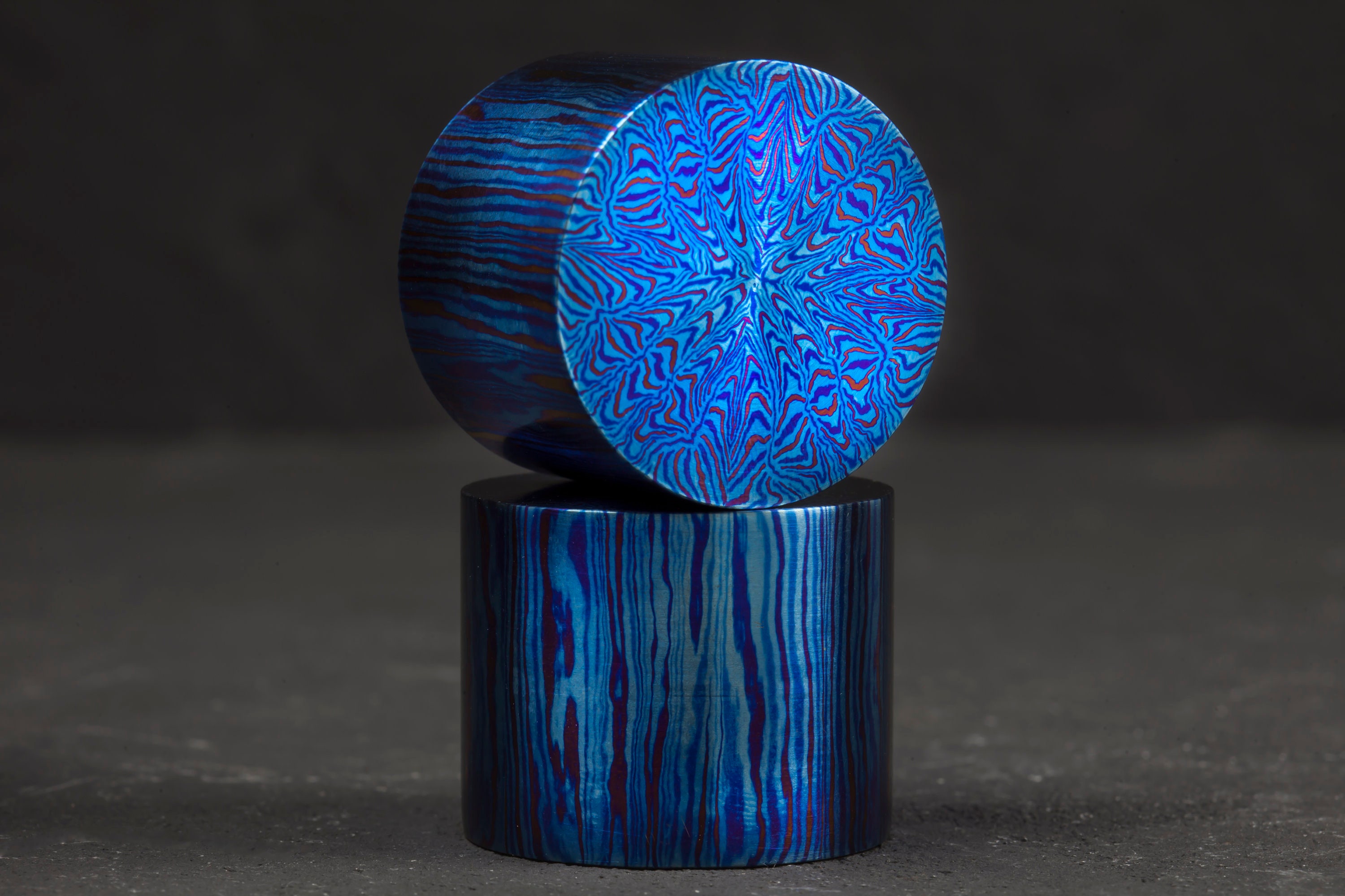 2 pieces Mosaic pattern Titanium Damascus pieces | Etsy