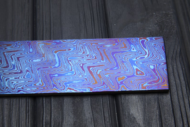 Titanium Damascus Billet 15" X 2" X .2" - Damascus Knives - Mokuti ...