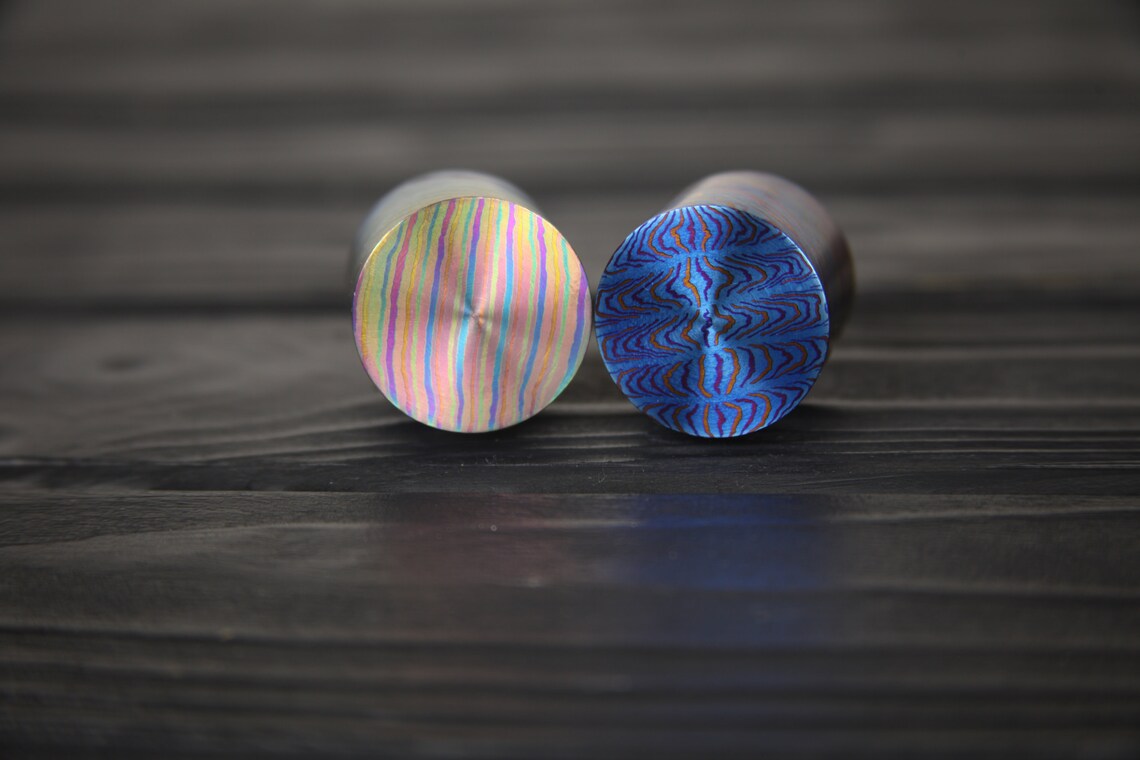 2 Pieces 4 Alloy Mosaic Pattern Titanium Damascus - Etsy