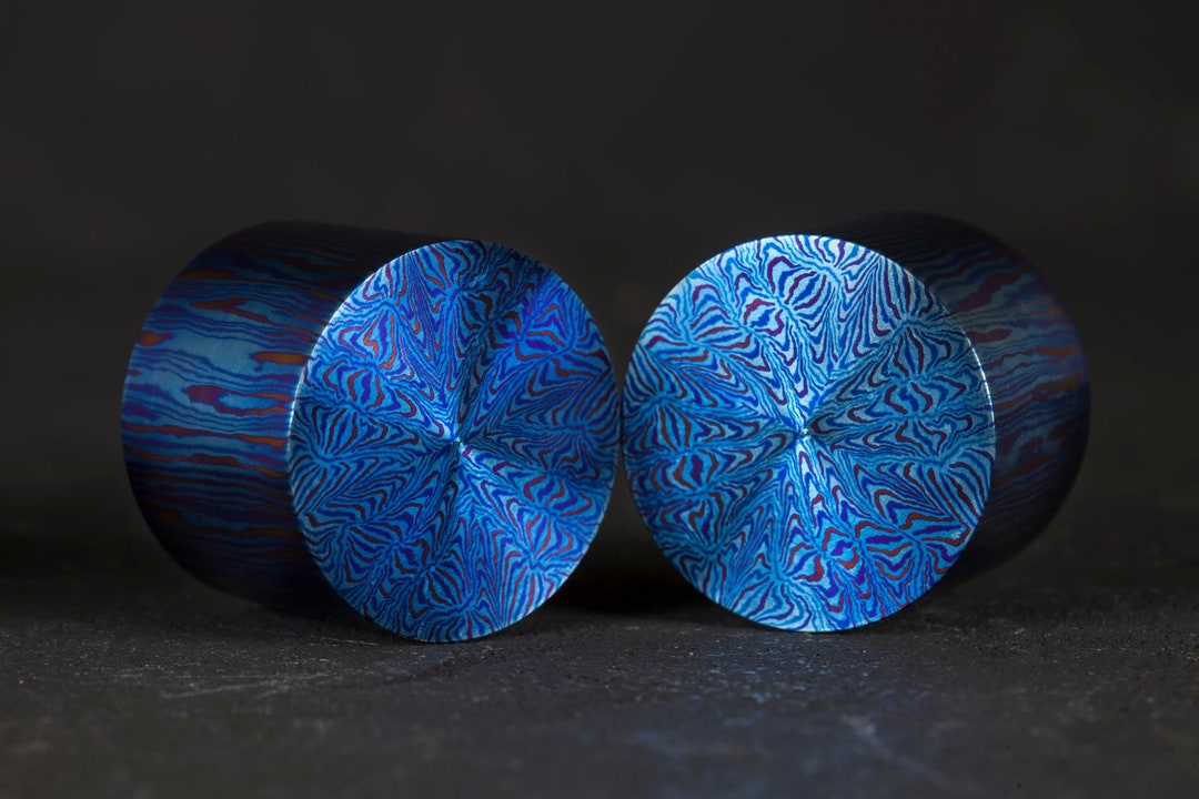 2 Pieces mosaic Pattern Titanium Damascus Pieces - Etsy