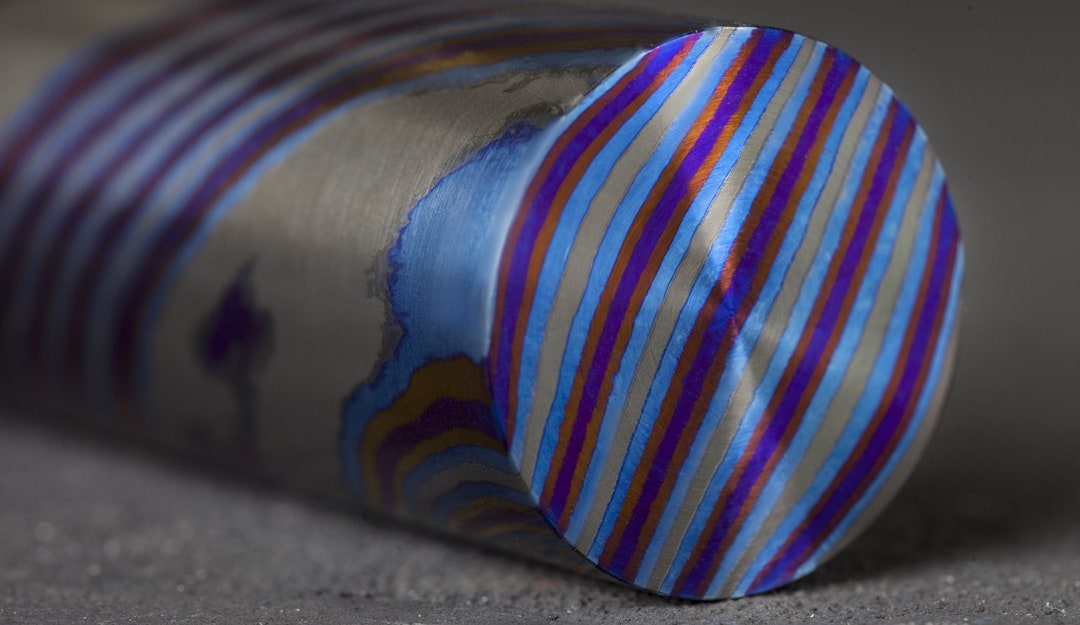 Ti/zr Damascus Rod 1.41 Diameter X Custom Length Titanium Zirconium ...