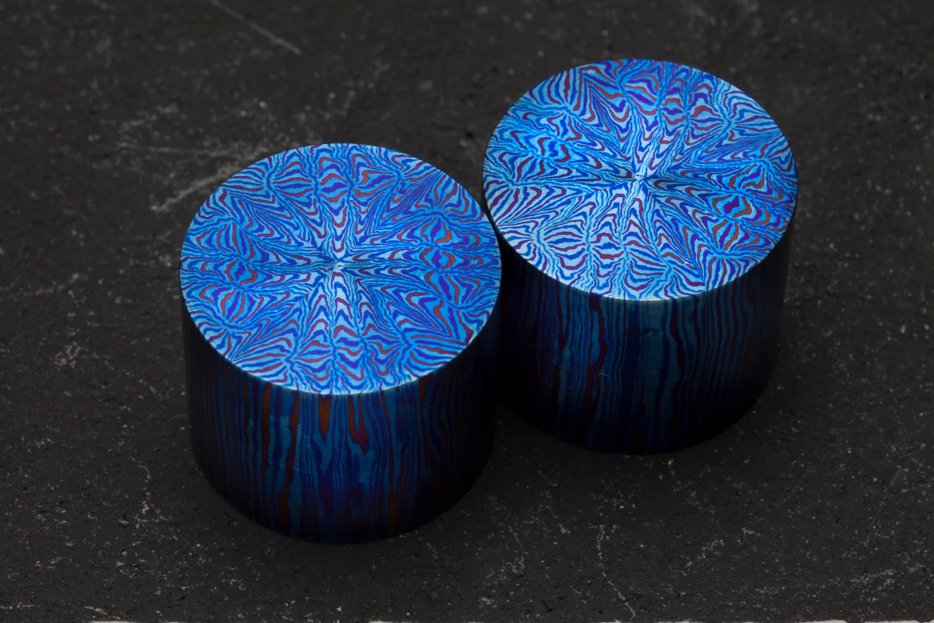 2 pieces Mosaic pattern Titanium Damascus pieces | Etsy