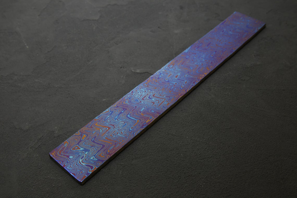Titanium Damascus Billet 15" X 2" X .2" - Damascus Knives - Mokuti ...