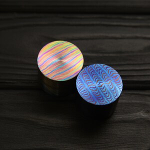 2 Pieces 4 Alloy Mosaic Pattern Titanium Damascus 1.18 30mm Diameter X ...