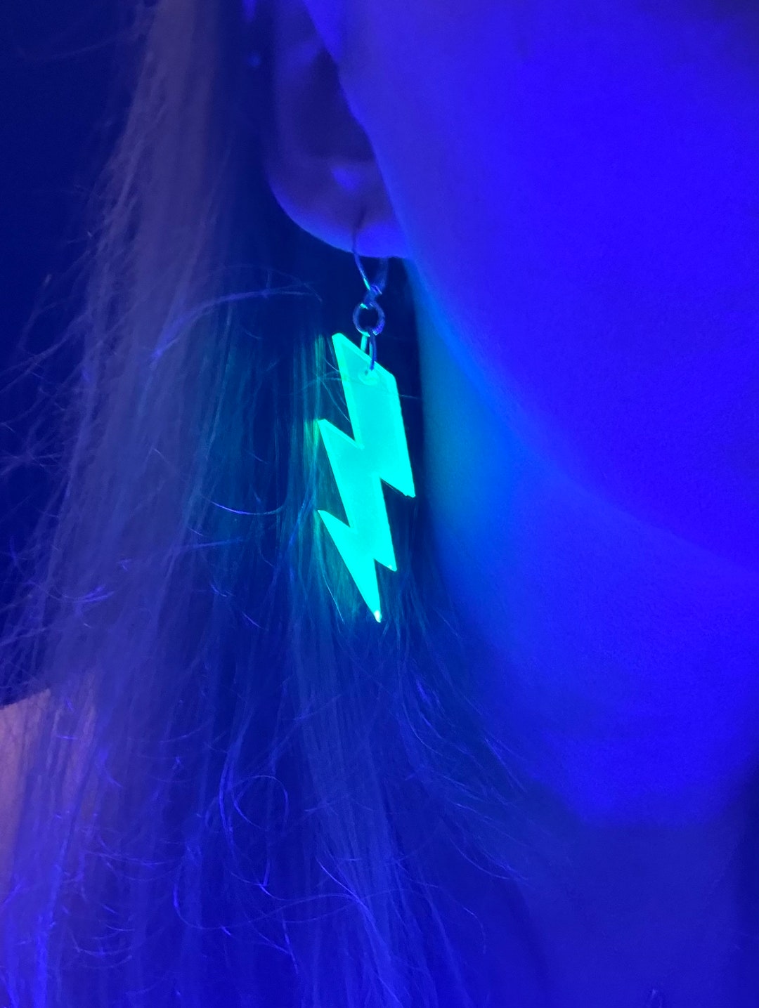 Neon Green Fluorescent Lightning Bolt Earrings Rave Chic Festival ...