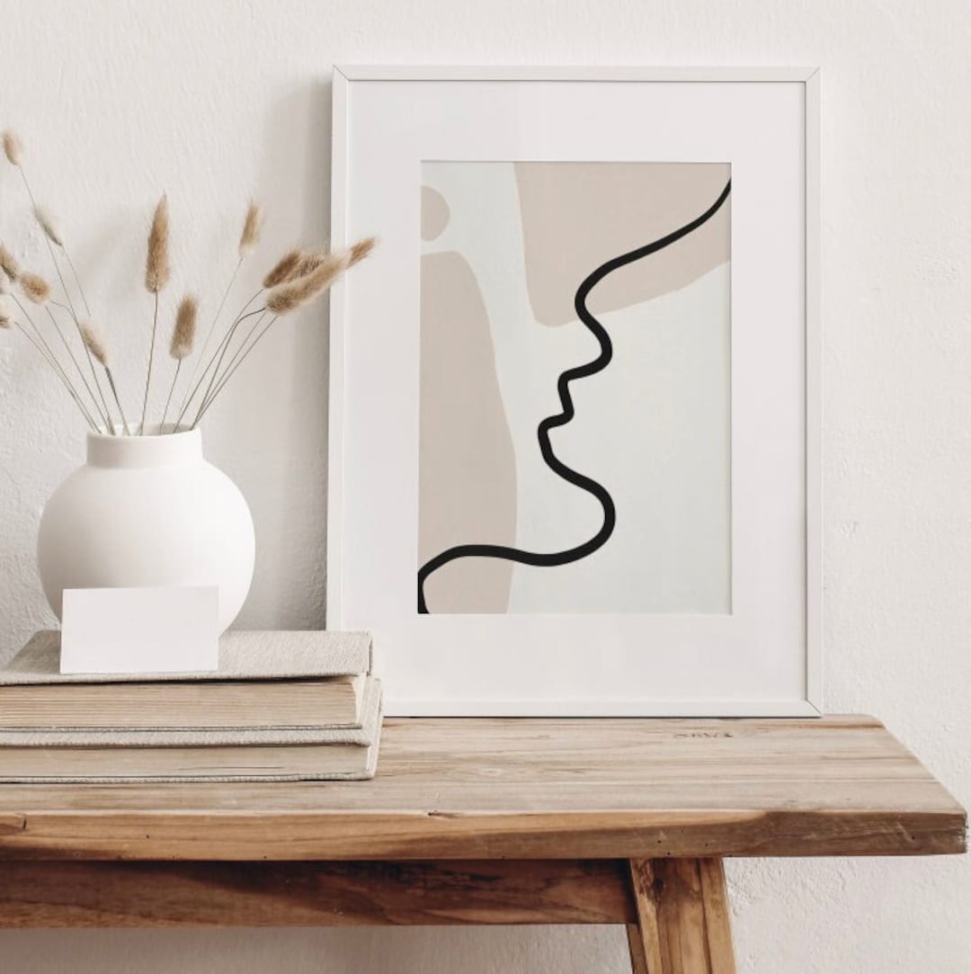 Neutral Abstract Line Art Print, Minimalist Figure Drawing, Modern ...