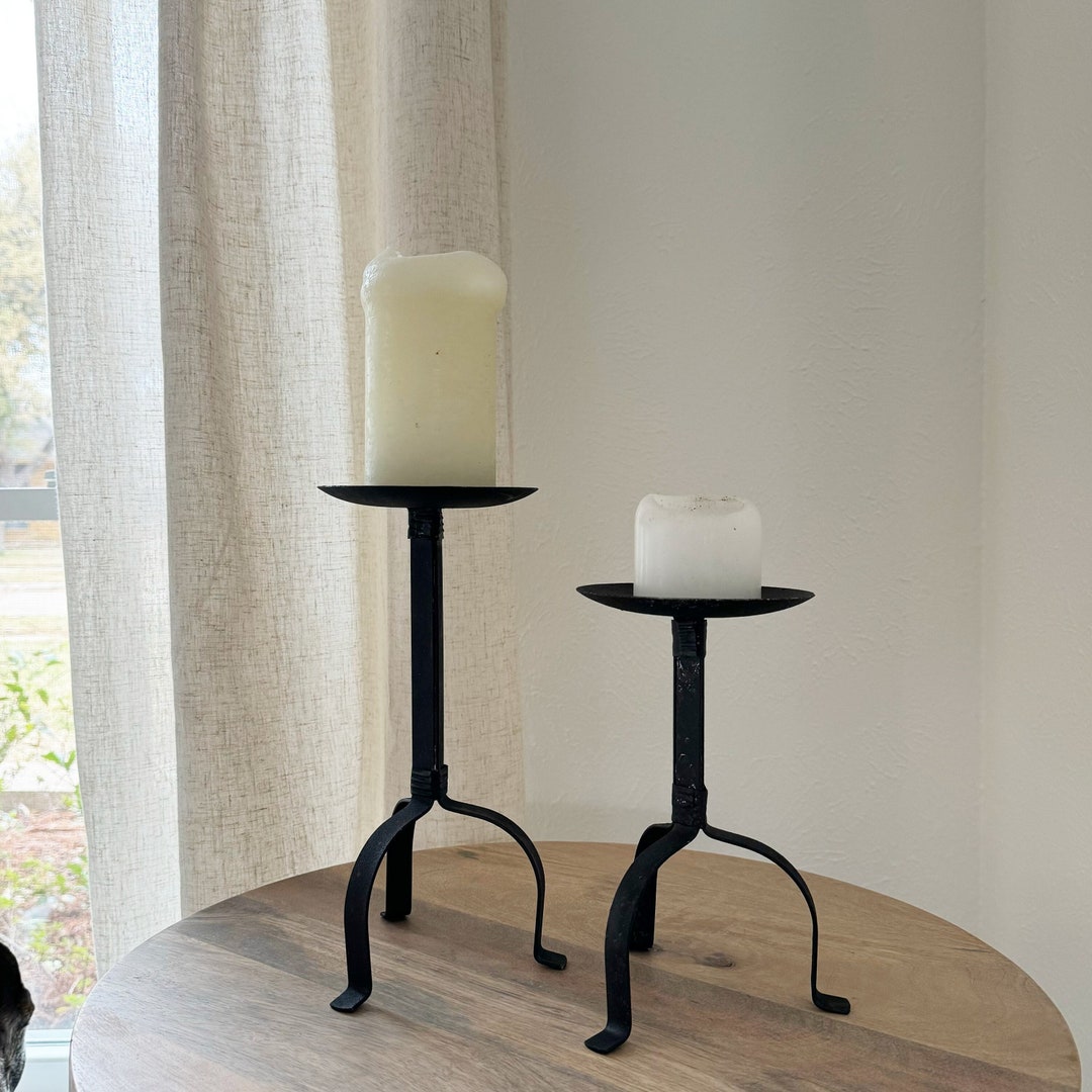 Black Iron Pillar Candle Holders – Modern Minimalist Metal Candle ...