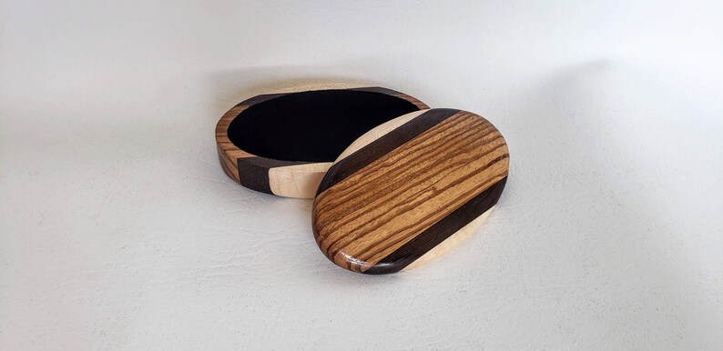 Oval Shape Wood Box Handmade Purpleheart Zebrawood Curly - Etsy