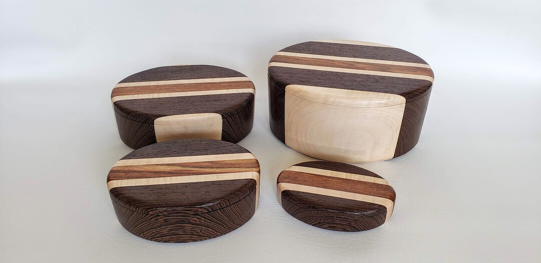Oval Shape Wood Box Handmade - Caribbean Rosewood (chechen), Curly ...