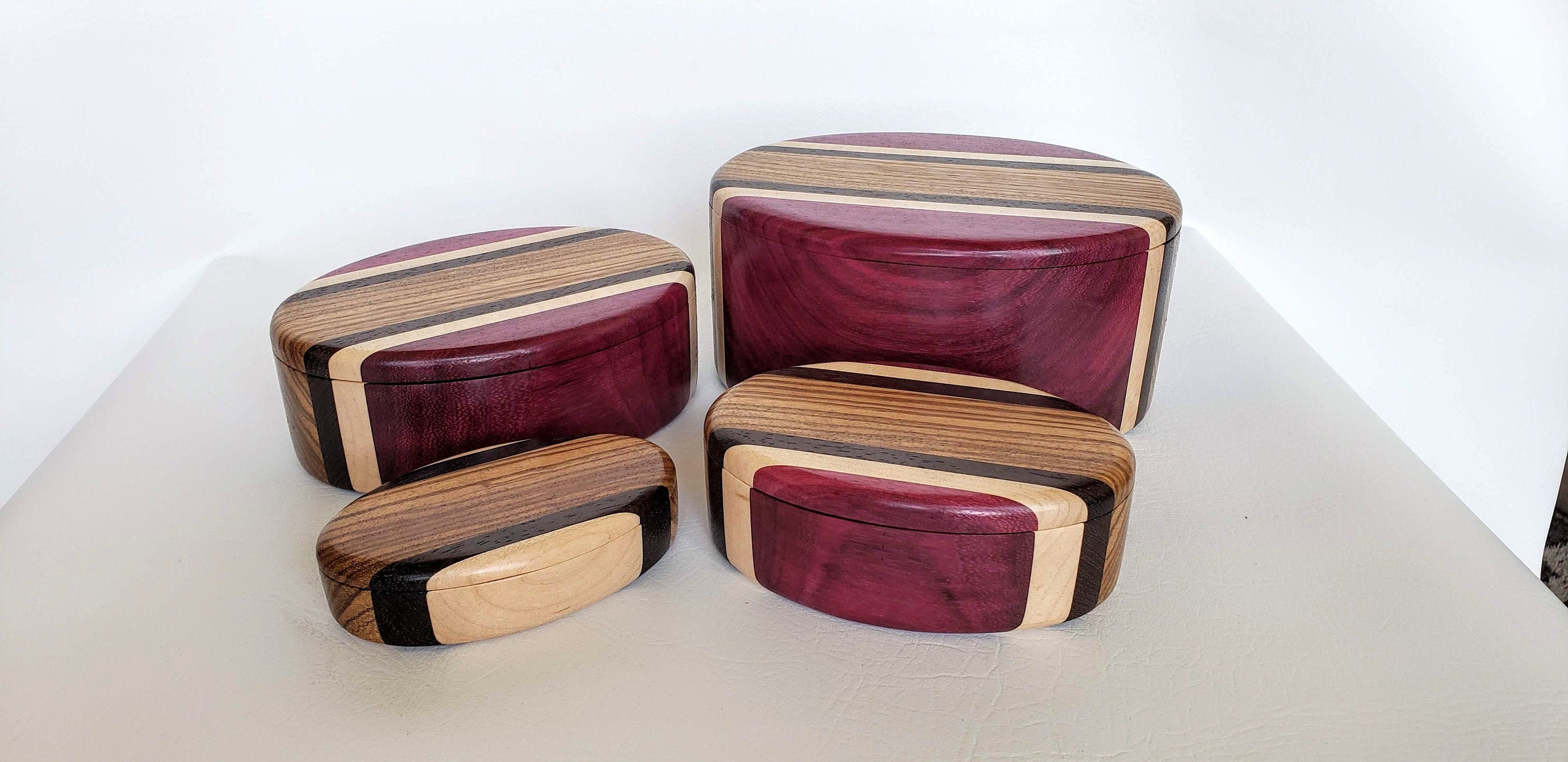 Oval Shape Wood Box Handmade Purpleheart Zebrawood Curly - Etsy