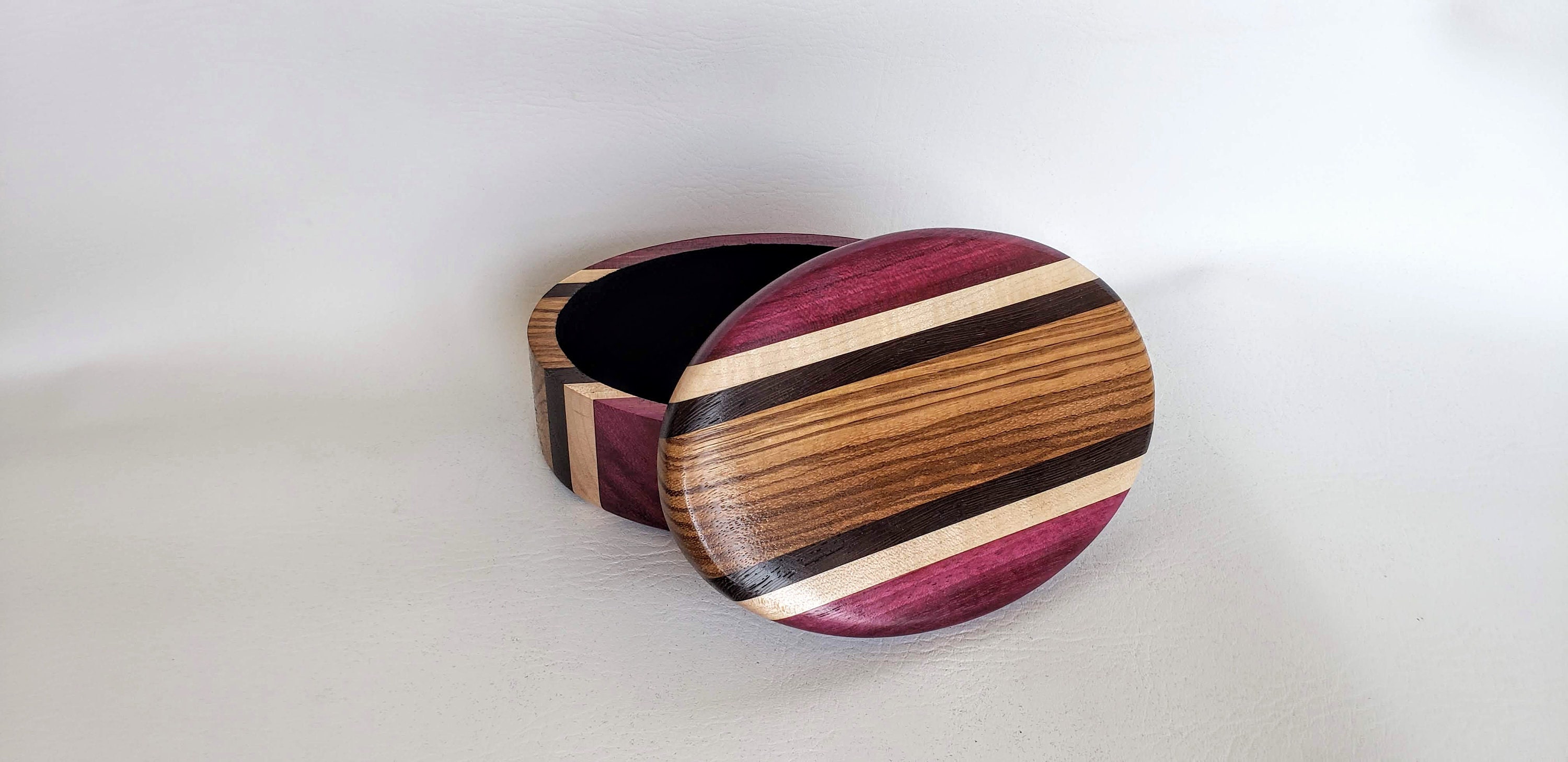 Oval Shape Wood Box Handmade Purpleheart Zebrawood Curly - Etsy