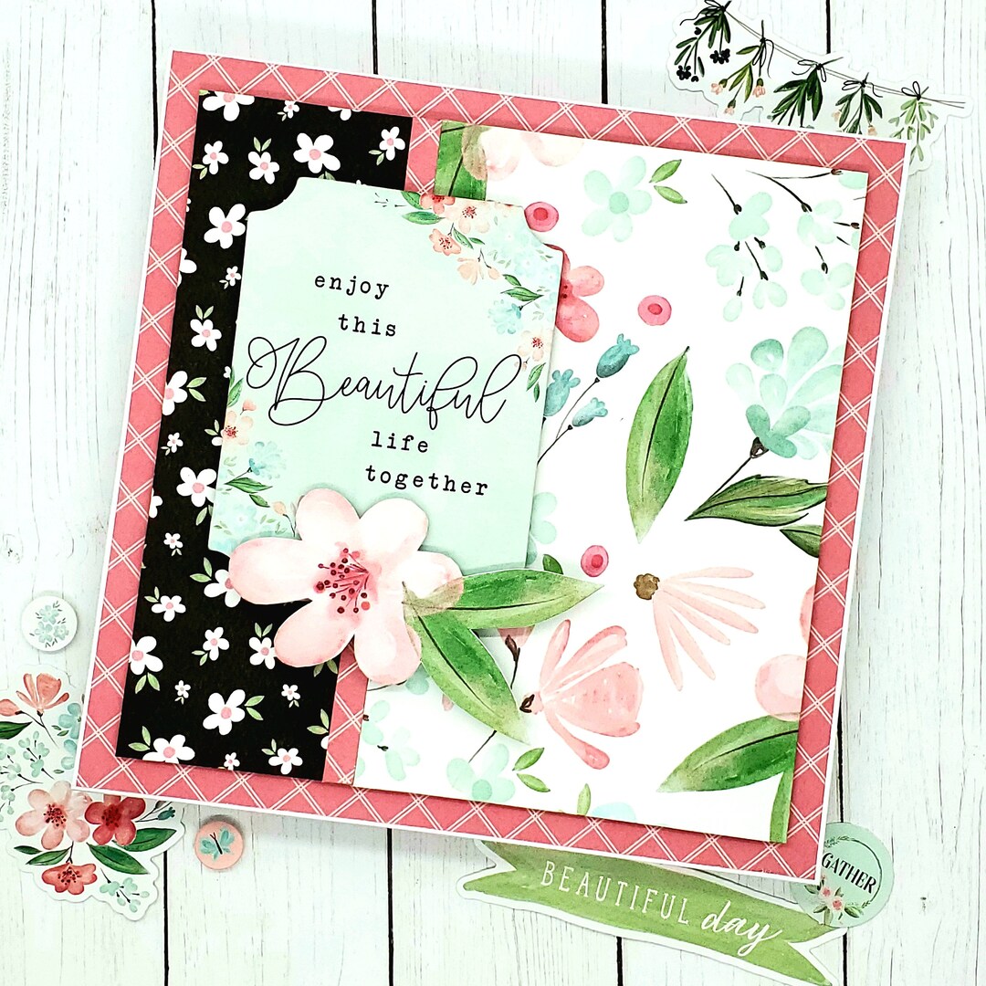 Handcrafted Greeting Card. Beautiful Life Together. Floral. Love. Happy ...