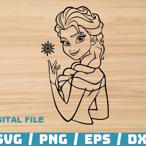 Elsa Svg Elsa Outline Svg Elsa Clipart PNG Frozen Svg - Etsy