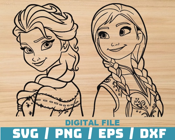 Frozen Anna Face Outline Svg Stitch Silhouette Coloring Page Etsy