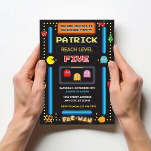 EDITABLE Pac Man Birthday Invitation, Arcade Party, Gamer Birthday, Pac ...