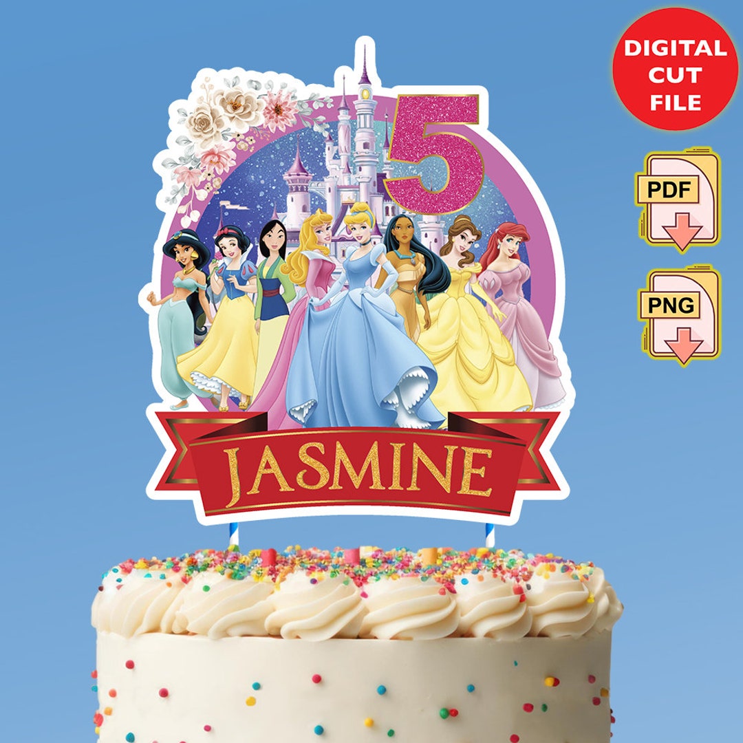 Personalized Princess Cake Topper, Princess Birthday, Princess Party ...