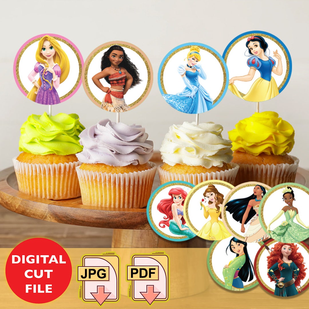 Princess Cupcakes Toppers, Printable Princess Toppers, Princess Party ...