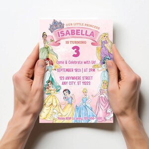 Editable Princess Birthday Invitation, Girl Princess Birthday Party ...