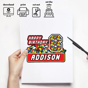 Personalized Blocks Cake Topper, Building Bricks Cake Decoration ...