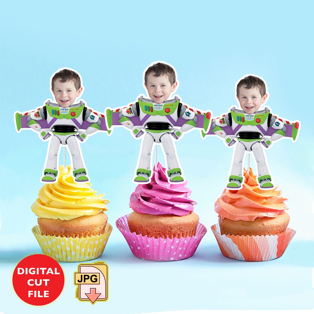 Customized Photo BUZZ LIGHTYEAR Cupcake Toppers, Toy Story Face Cupcake ...
