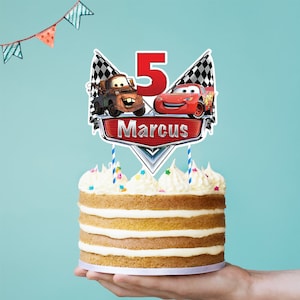 Printable Cars Cake Topper, Lightning Mcqueen Customizable Cake Topper ...