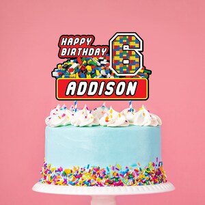 Personalized Blocks Cake Topper, Building Bricks Cake Decoration ...