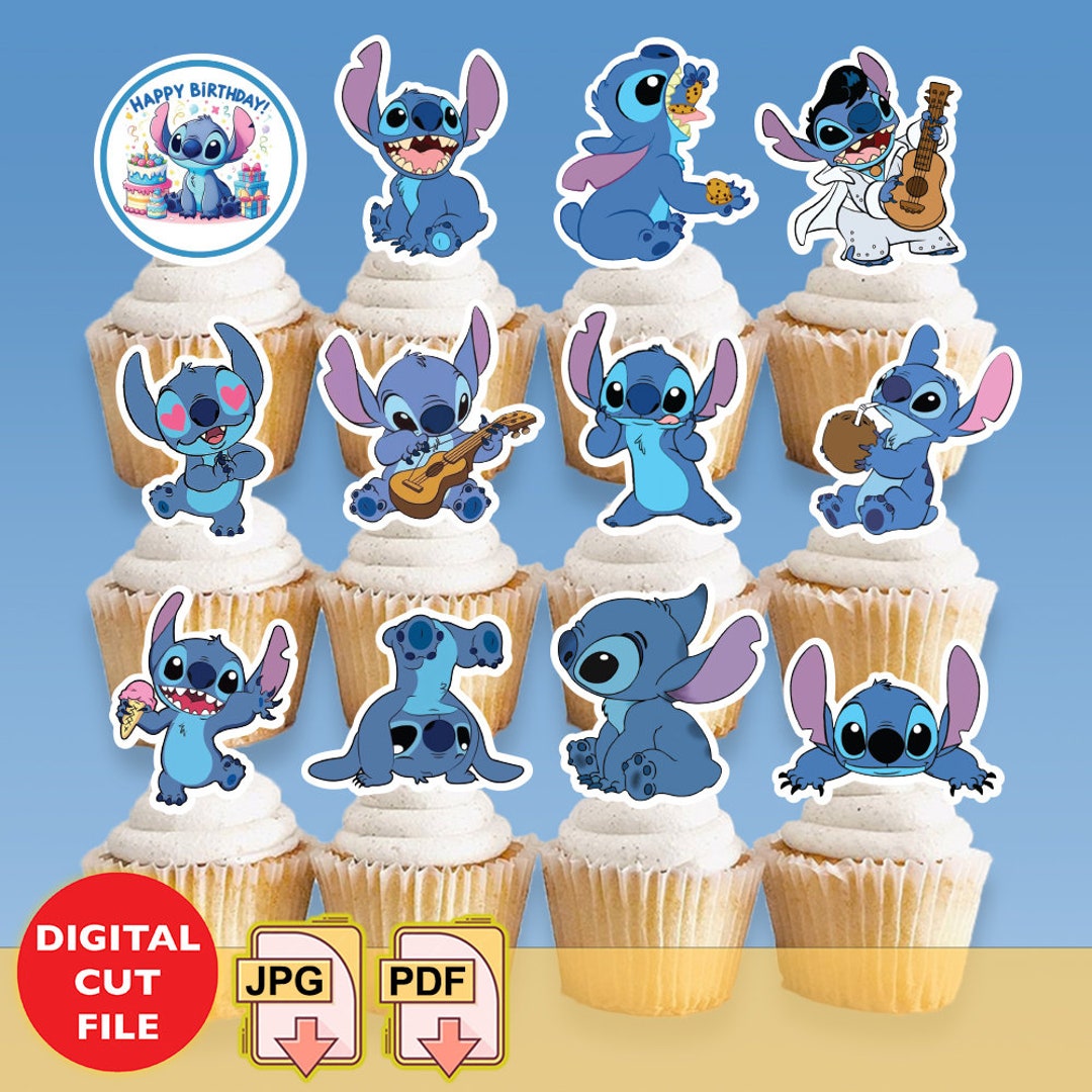 Stitch Printable Cupcake Toppers, Birthday Party Cupcake Toppers ...