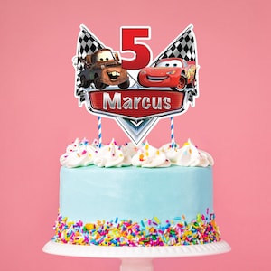 Printable Cars Cake Topper, Lightning Mcqueen Customizable Cake Topper ...
