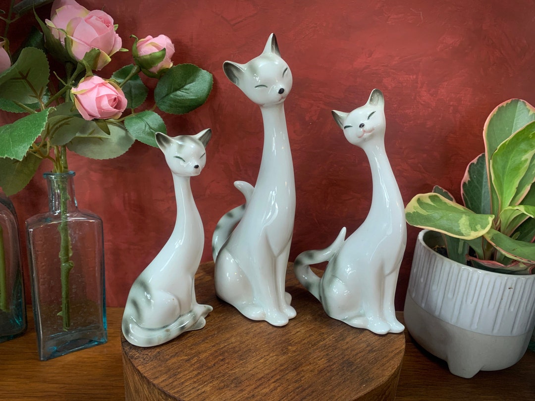 Three Vintage Mid-century Modern Decorative Ceramic Cats by Grafenthal ...