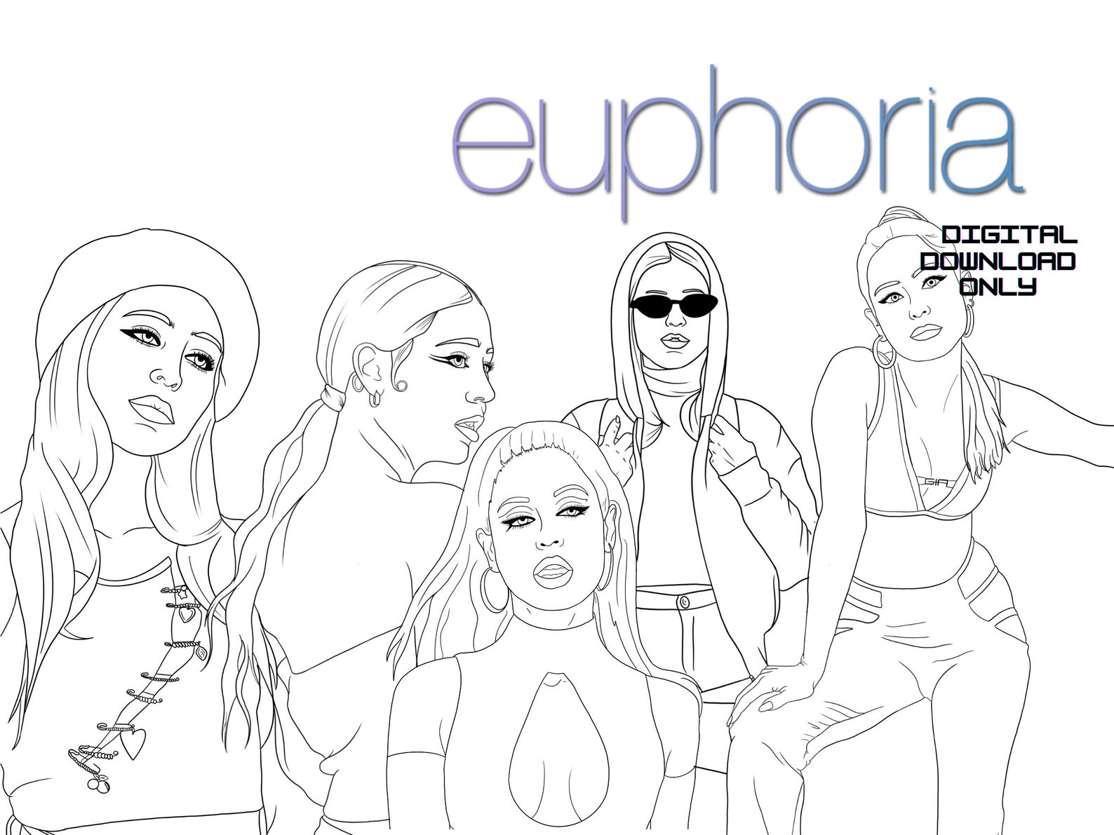 HBO Euphoria Maddy Perez 5 Page Coloring Bundle | Adult, Teens Coloring ...