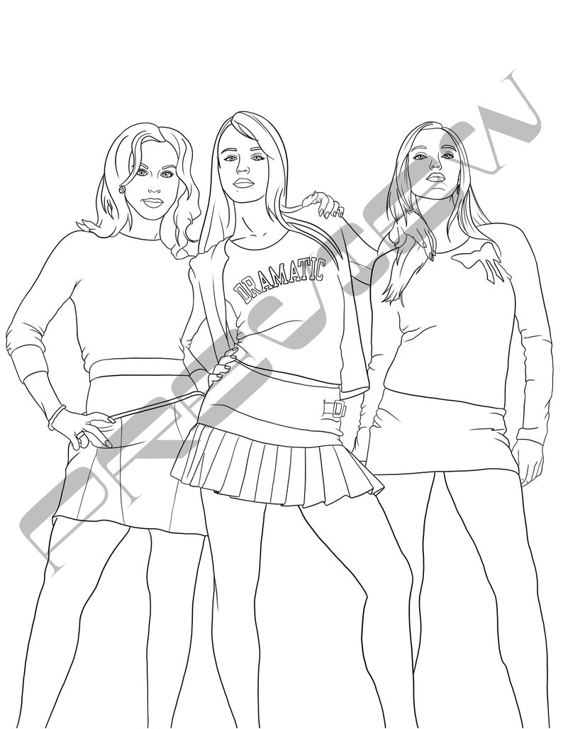 Mean Girls Coloring Page Bundle | Teens, Adults Coloring Book Digital ...