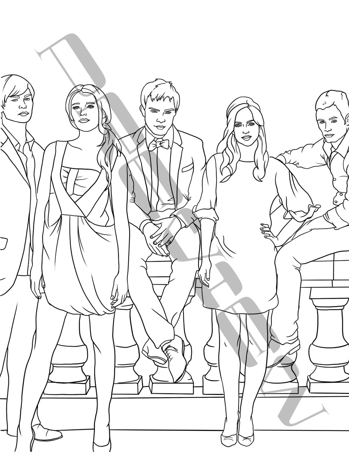 Gossip Girl Coloring Page Bundle | Adult, Teen, Nostalgic, Instant ...