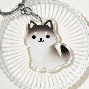 Gray Timber Wolf Acrylic Glitter Keychain Kawaii Chibi Wild - Etsy