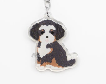 Cavapoo Cavoodle Acrylic Mixed Dog Breed Keychain Cartoon Kawaii Art ...
