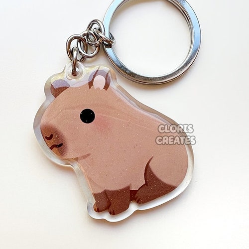 Capybara Acrylic Pet Keychain Cartoon Chibi Art Style - Etsy