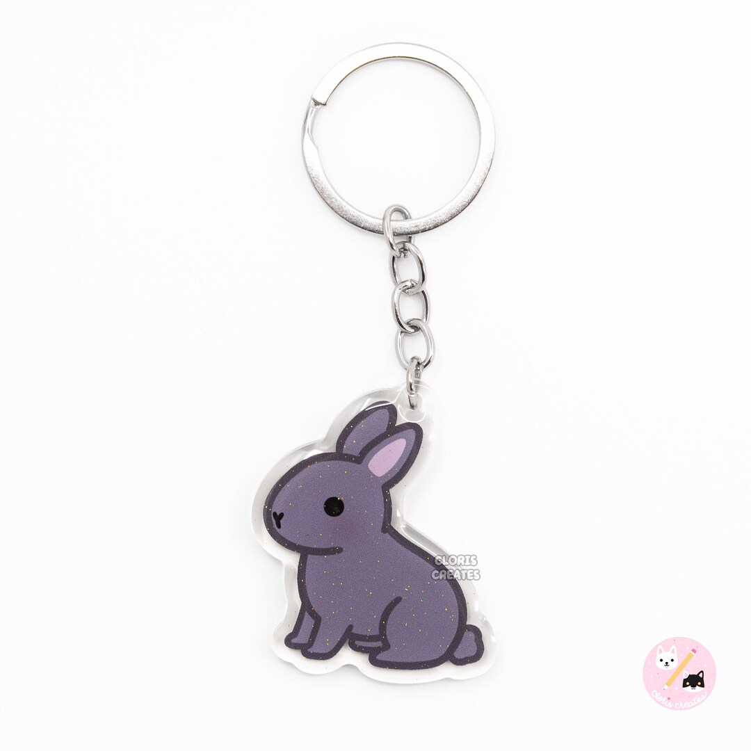 Blue American Rabbit Acrylic Pet Breed Keychain | Cartoon Kawaii Art ...