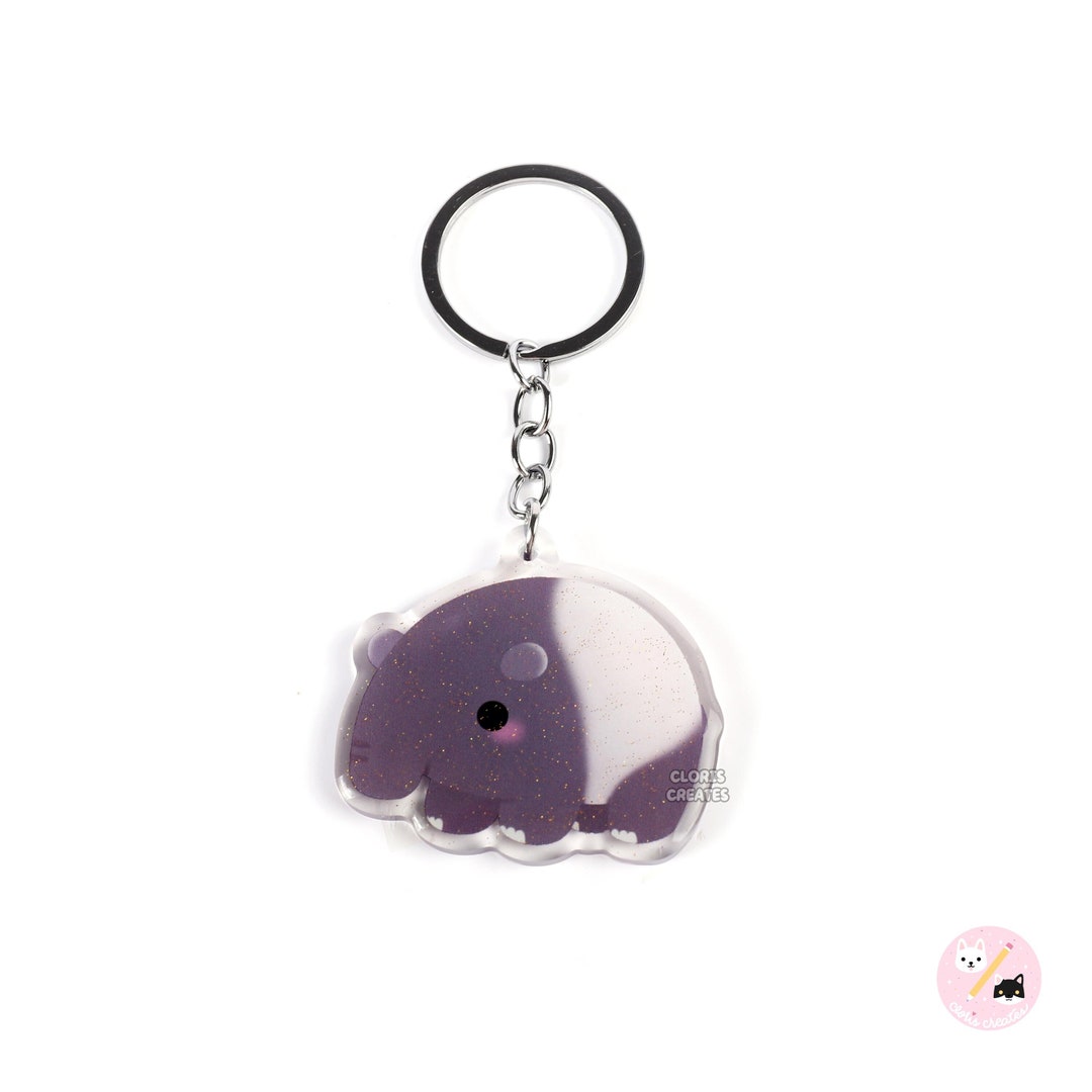 Tapir Acrylic Glitter Keychain | Kawaii Chibi Wild Animal Lover Art ...