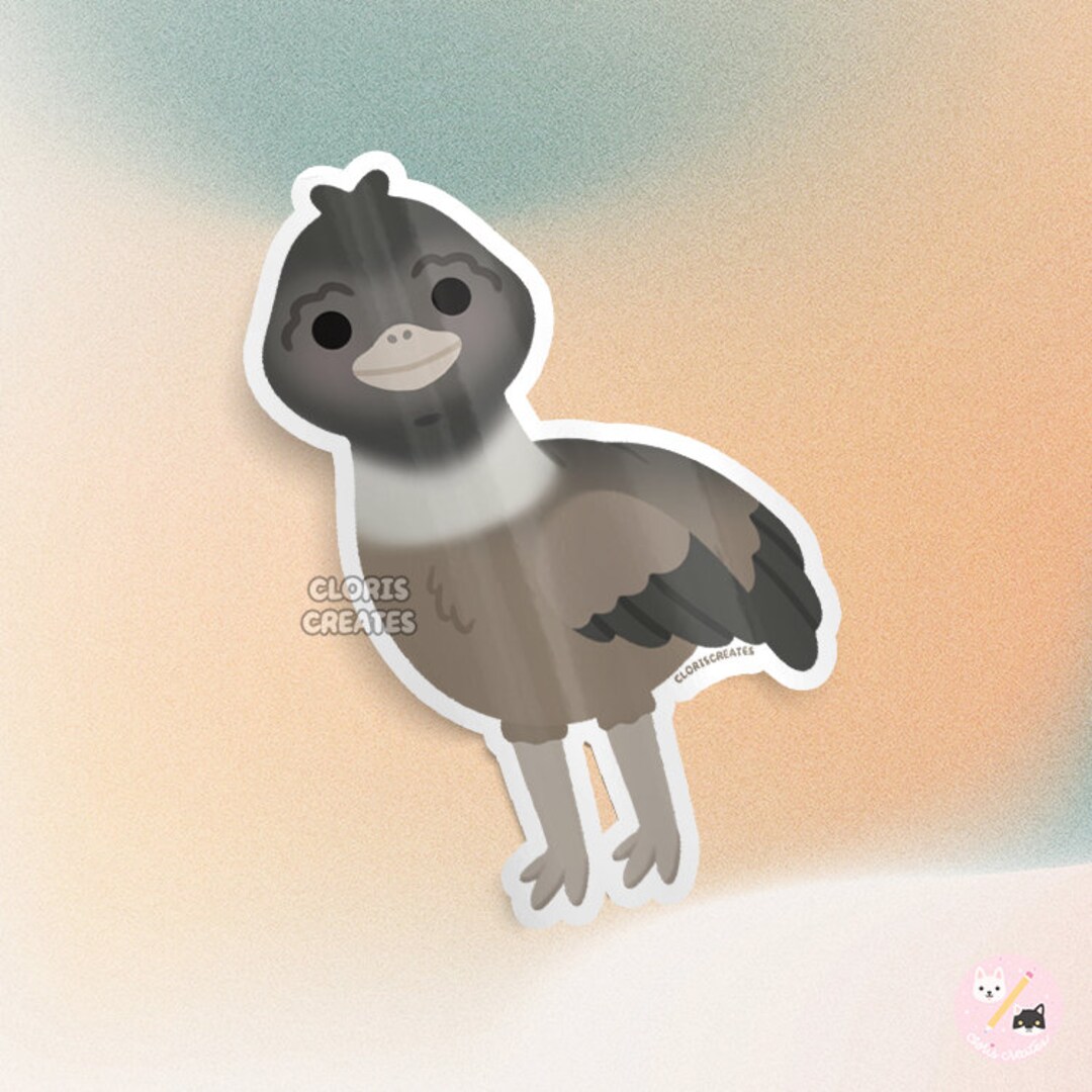 Friendly Emu Waterproof Vinyl Sticker Kawaii Chibi Petting - Etsy