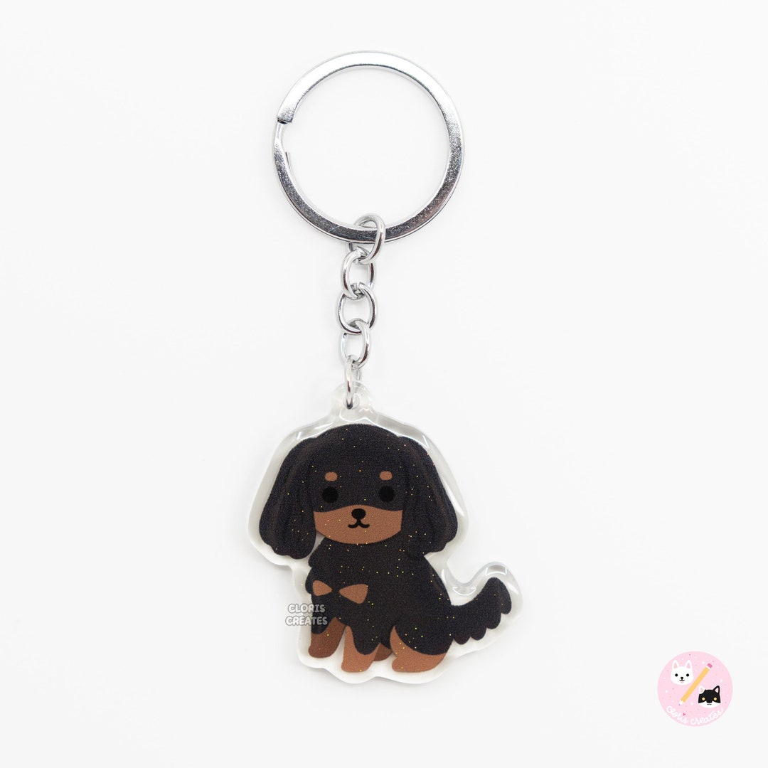 Black & Tan Cavalier King Charles Spaniel Acrylic Dog Keychain ...