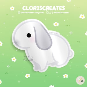 Frosty Holland Lop Rabbit Waterproof Vinyl Sticker | Kawaii Chibi ...