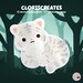 White Waterproof Vinyl Sticker | Kawaii Chibi Big Wildcat Animal Lover ...