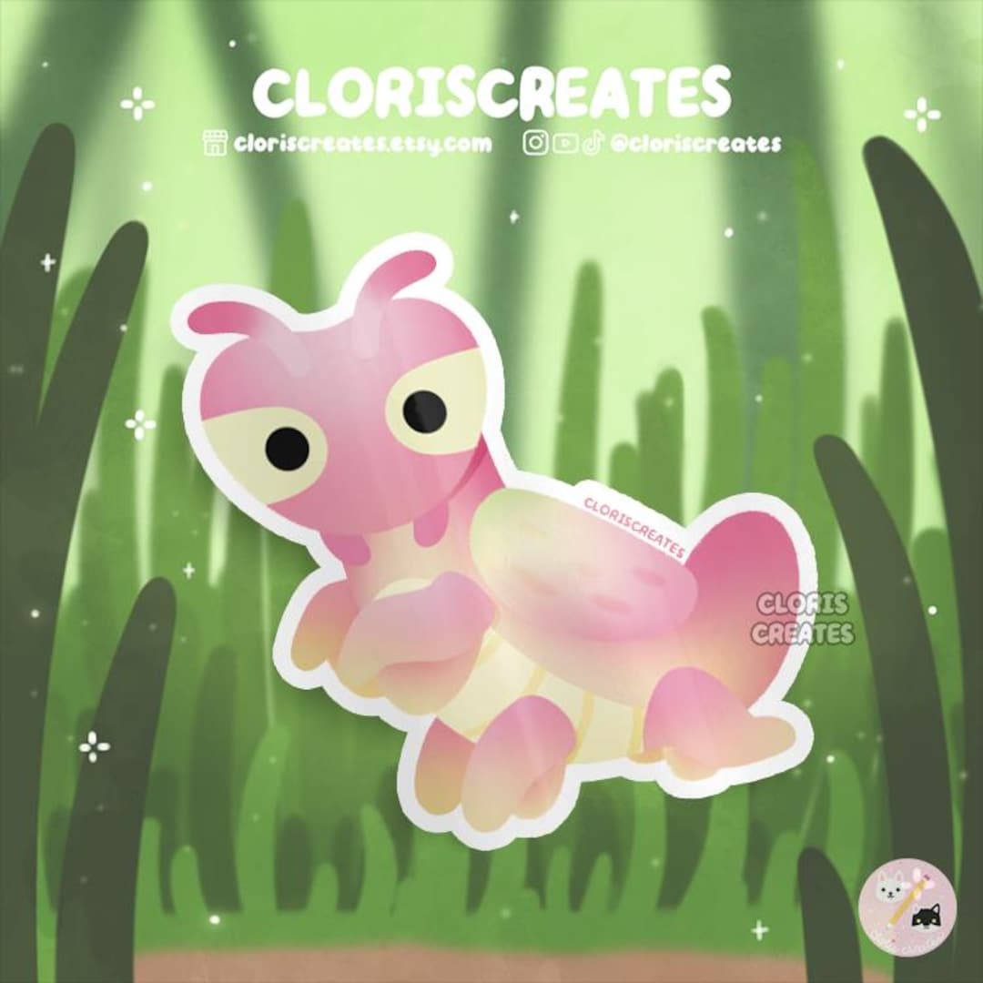 Pink Orchid Mantis Waterproof Die Cut Sticker | Kawaii Chibi Bug Laptop ...