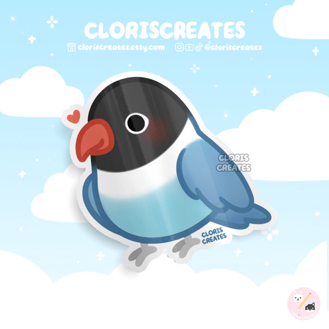 Blue Mask Lovebird Bird Breed Waterproof Vinyl Sticker | Kawaii Chibi ...