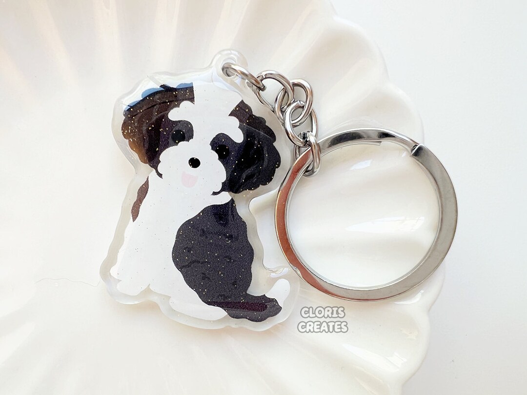 Sheepadoodle Mixed Dog Poodle Breed Acrylic Keychain Cartoon - Etsy