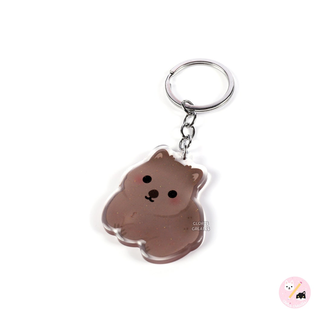 Wombat Acrylic Glitter Keychain | Kawaii Chibi Wild Aussie Animal Lover ...