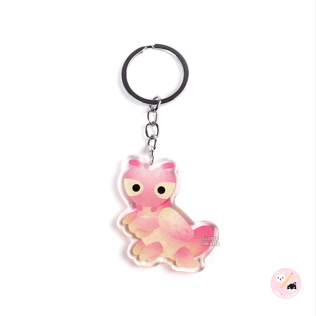 Pink Orchid Mantis Insect Bug Keychain | Cartoon Exotic Pet Portrait ...
