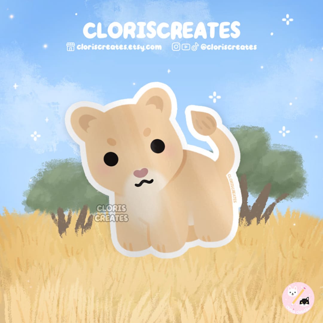Lioness Waterproof Vinyl Sticker | Kawaii Chibi Big Wildcat Animal ...