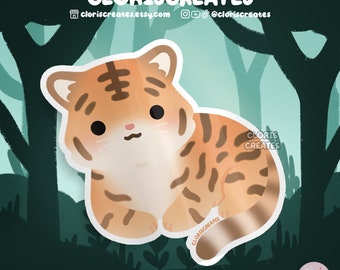 Snow Leopard Waterproof Vinyl Sticker | Kawaii Chibi Big Wildcat Animal ...