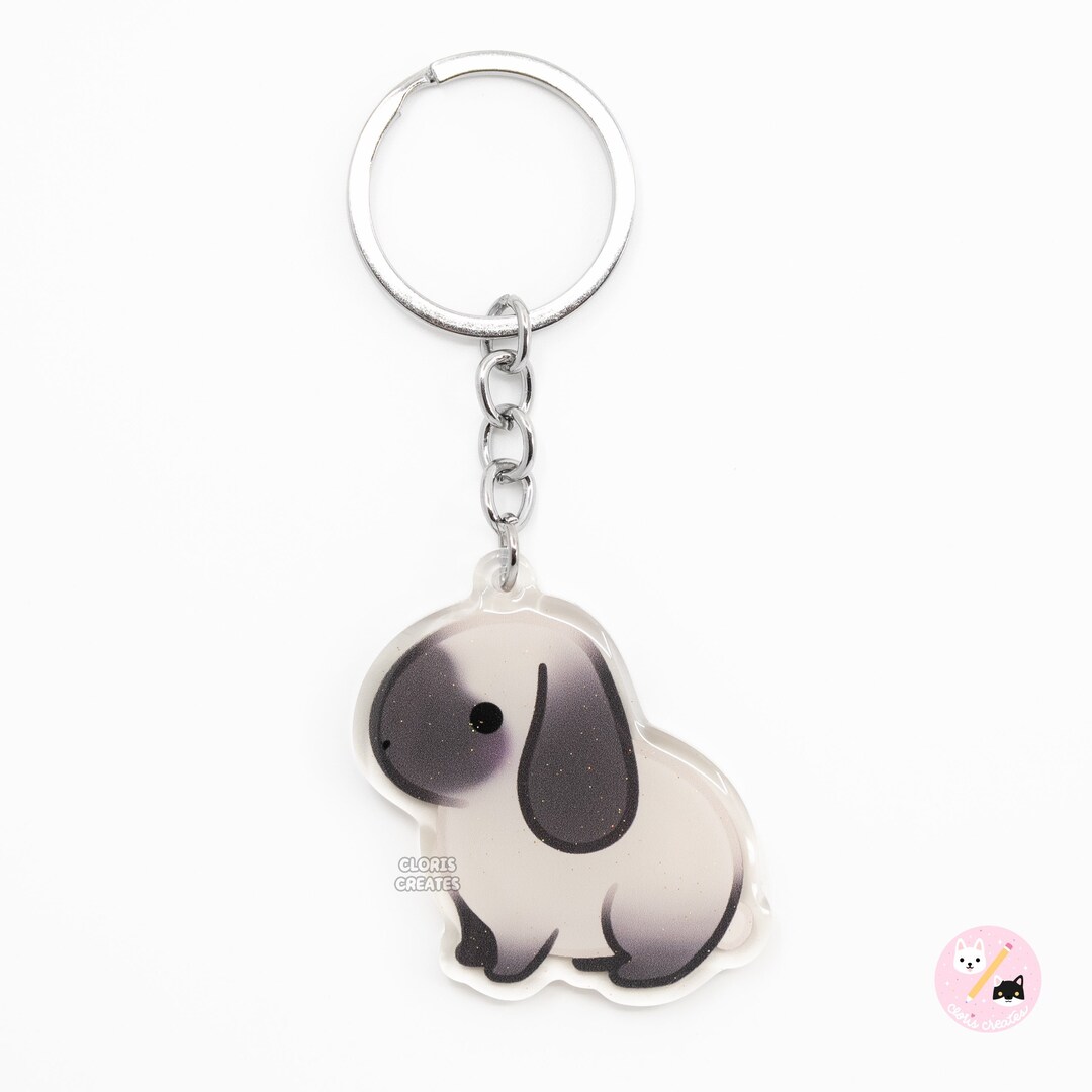 Sable Point Holland Lop Rabbit Pet Acrylic Keychain | Cartoon Kawaii ...